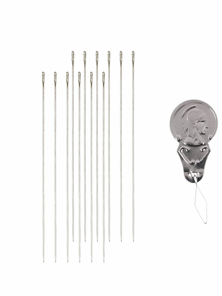 Иглы бисерные 54 мм, d 0.46 мм. (24 шт.) с нитковдевателем