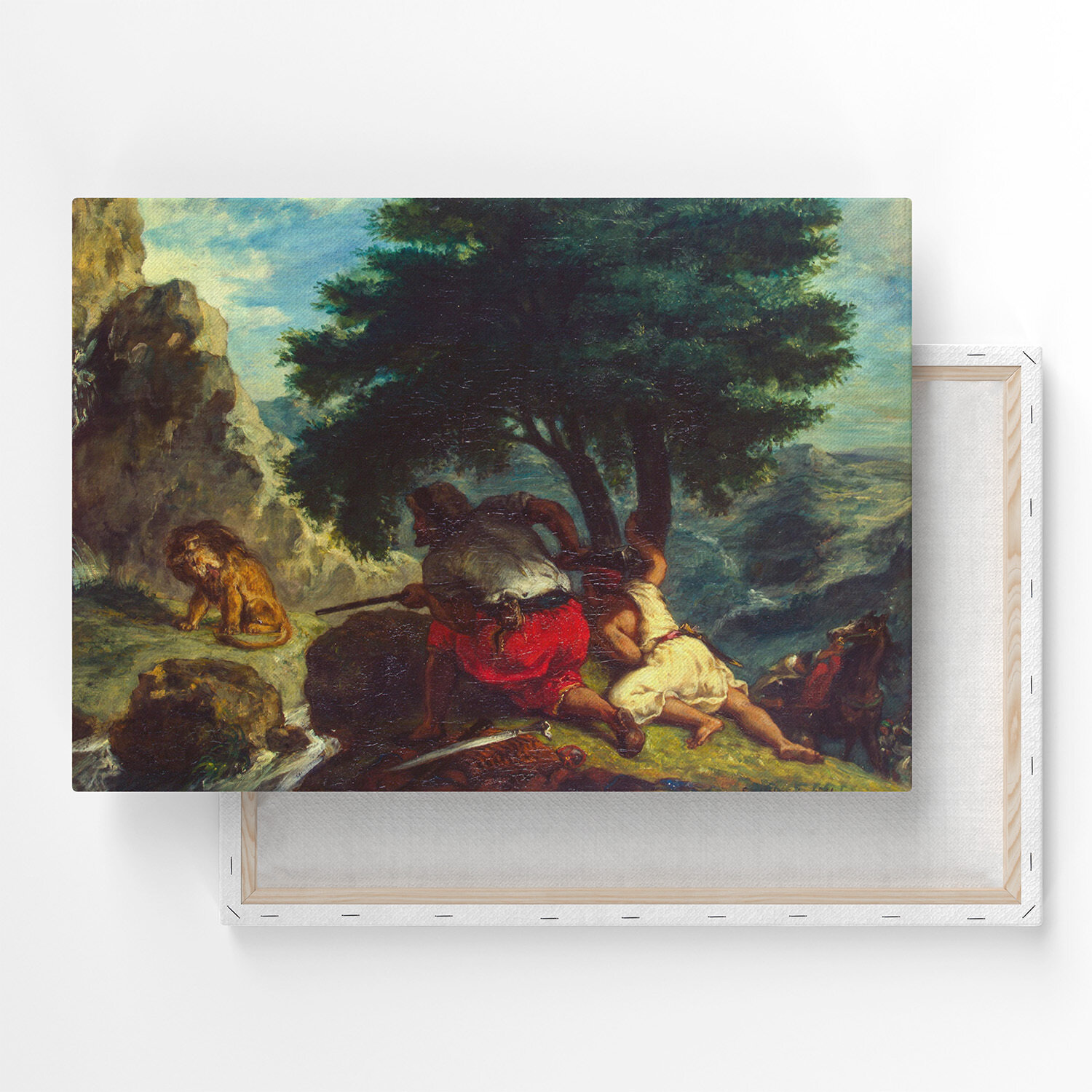 Картина на холсте, репродукция / Lion Hunt in Morocco / Эжен Делакруа / Размер 30 x 40 см
