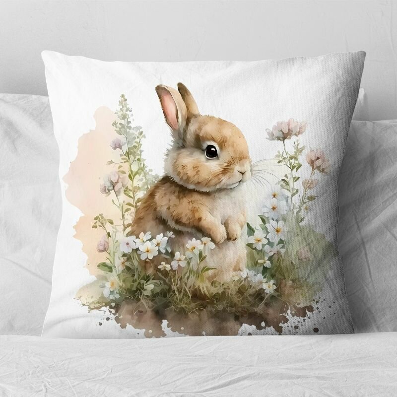 Подушка декоративная Пасхальный зайчик Пасха ретро 30х30 велюр