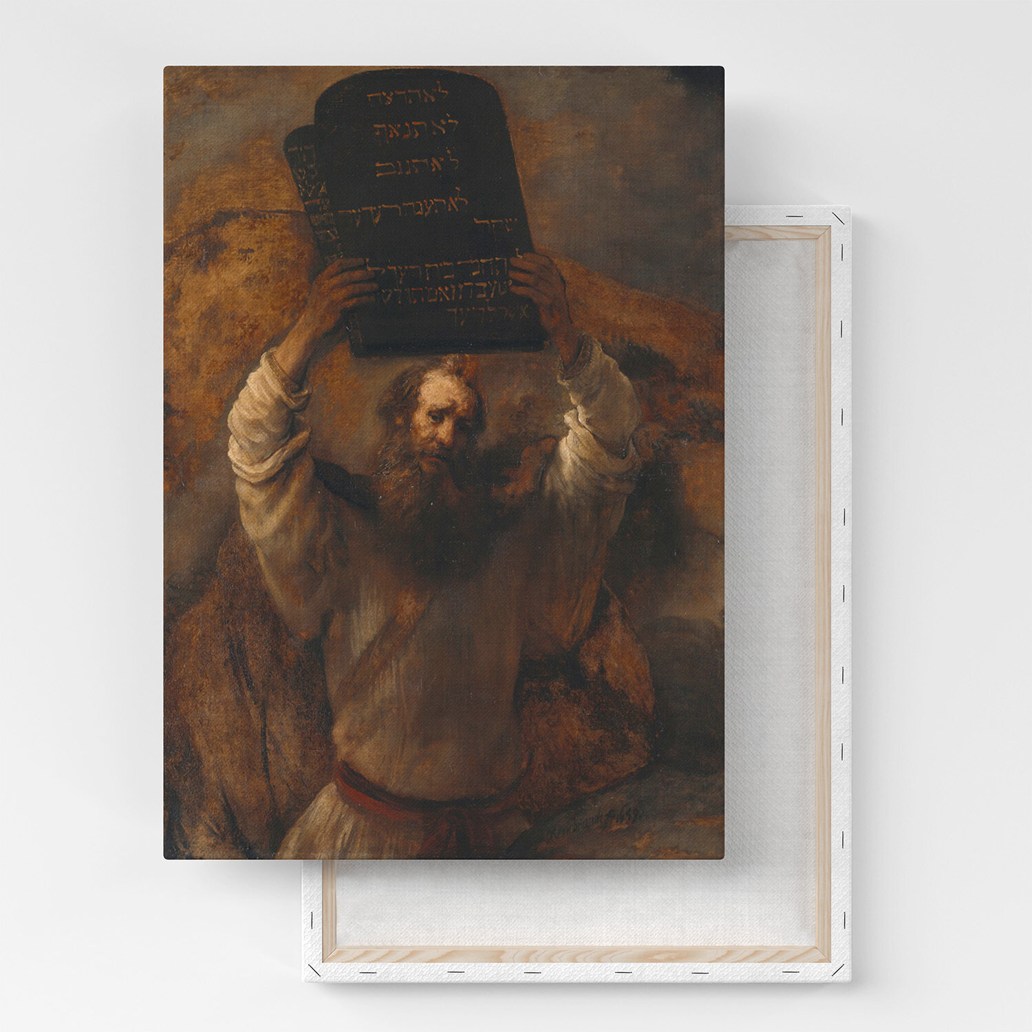 Картина на холсте, репродукция / Рембрандт - Moses with the Ten Commandments / Размер 60 x 80 см