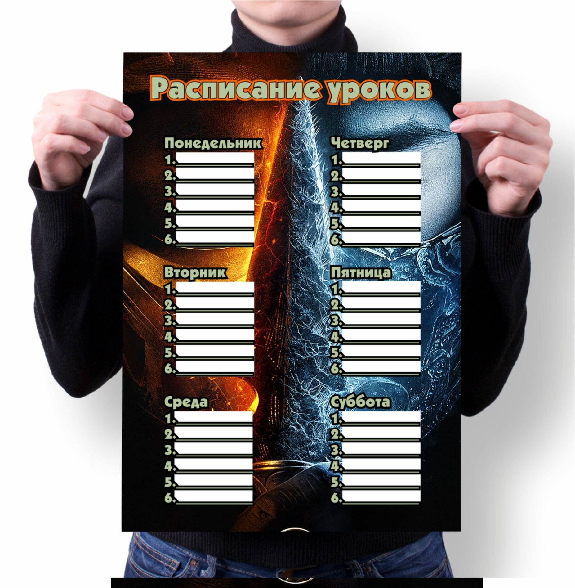 Расписание уроков формата А3 с принтом "Мортал Комбат", Mortal Kombat