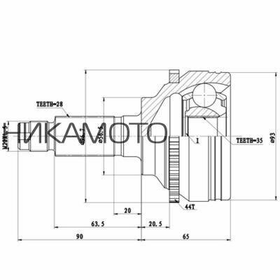 ZIKMAR Z87259R Шрус наружный mazda mpv lw (99--06)