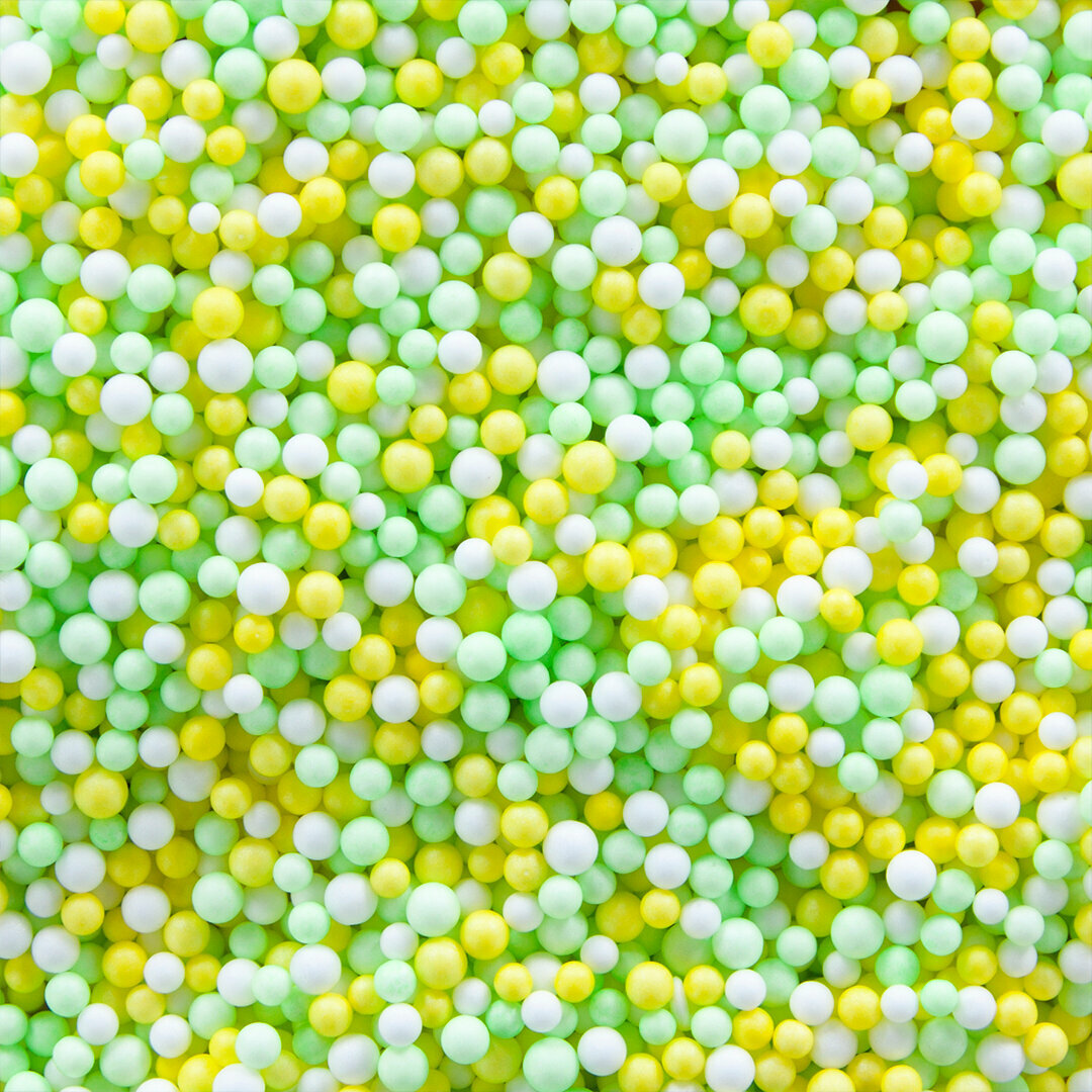 Шарики пенопласт, Цветной микс, Желтый/Зеленый, 2-4 мм, 10 г