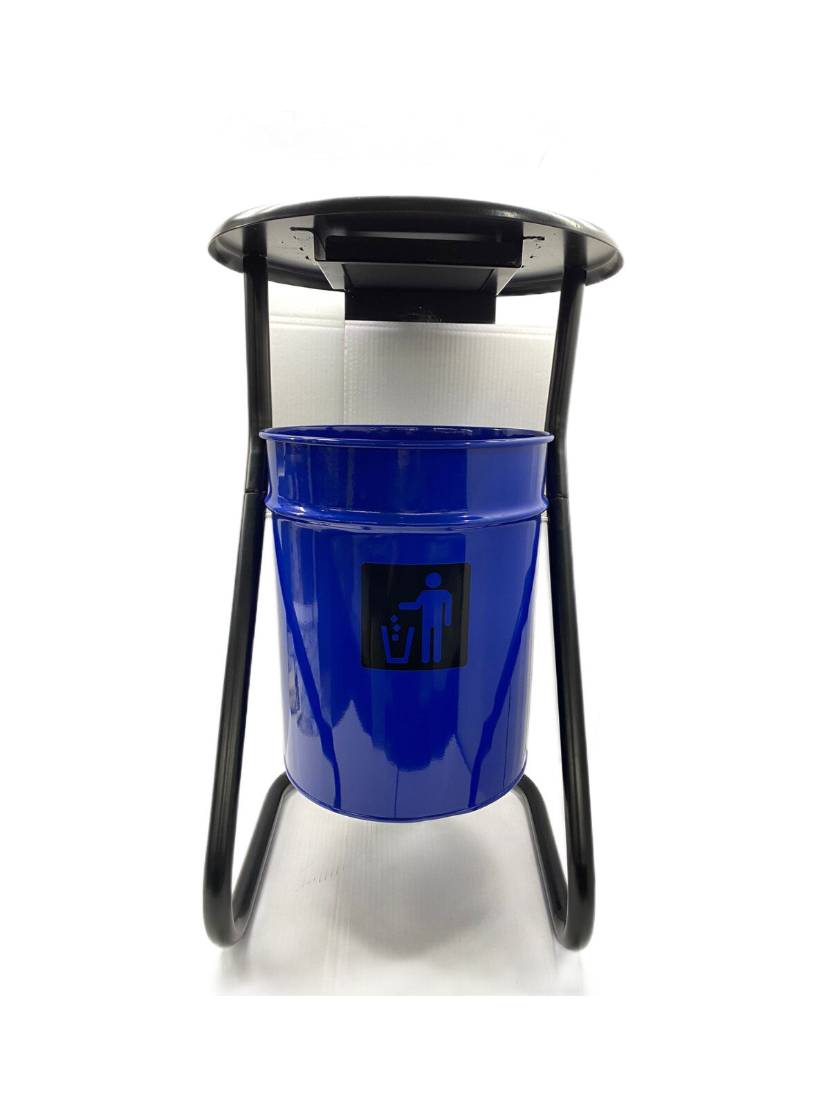 Урна уличная металлическая с пепельницей синяя