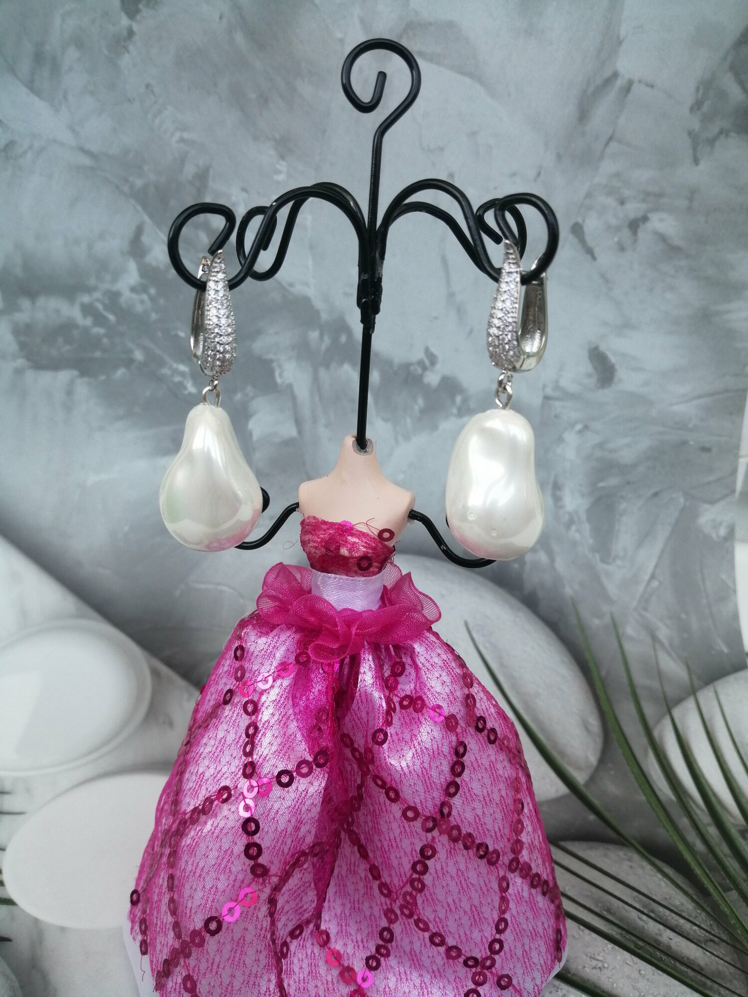 Серьги с подвесками, жемчуг имитация