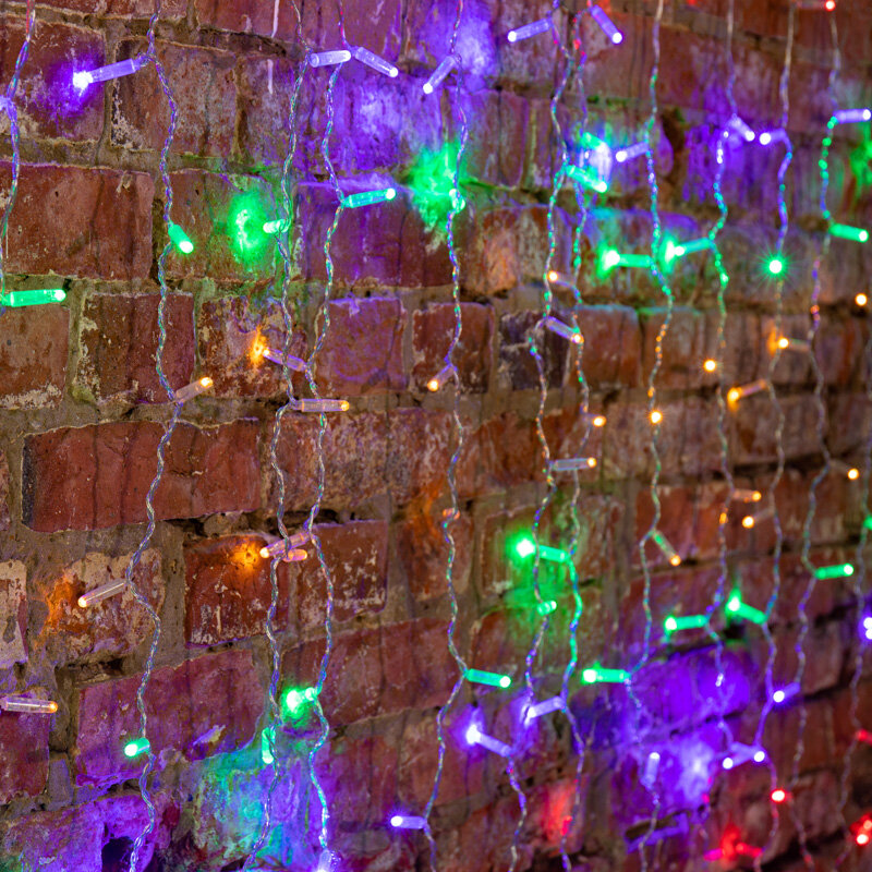 Лампы светодиодные Neon-Night Гирлянда светодиодная Занавес 2х3м 448 LED мультиколор прозрачный ПВХ IP65 постоянное свечение 230В нужен блок 303-500-1 NEON-NI