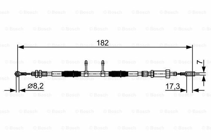 Трос ручного тормоза PSA LCV+FIAT Ducato 2006- /L1908mm BOSCH 1987482450