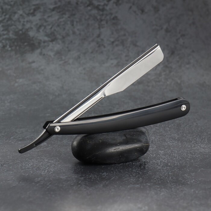 Опасная бритва, шаветт, без лезвия, 16.5/24×2.5×1.3 см, пластиковая, цвет чёрный, серебристый