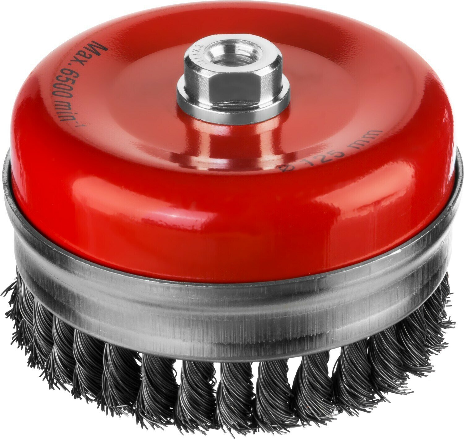 MIRAX 120 мм, жгутированная стальная проволока 0.5 мм, чашечная щетка-крацовка для УШМ (35144-125)