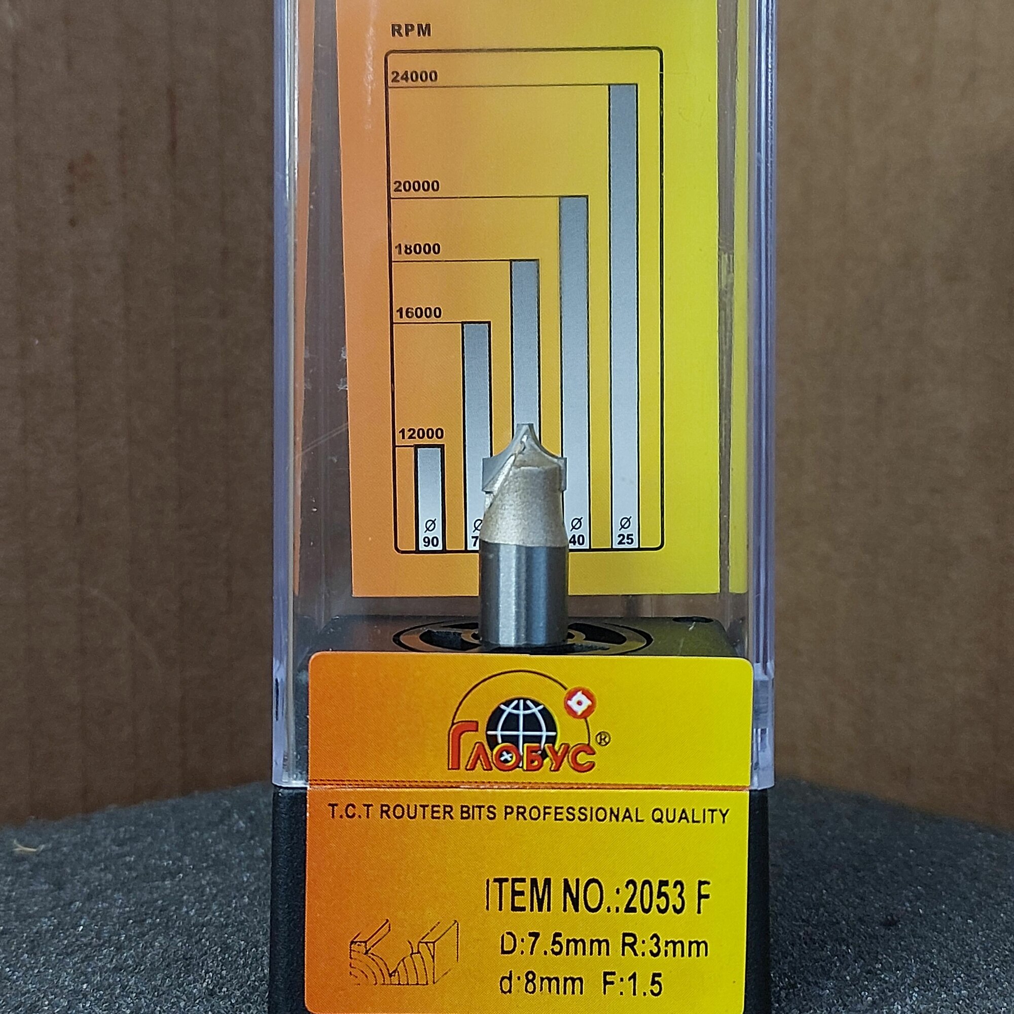 Фреза для фрезеровки фасадов ( псевдофиленка) Глобус 2053 F D:7.5mm I:6mm d:8mm R:3mm радиусная