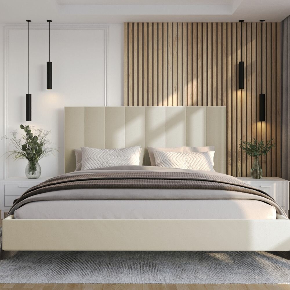 Кровать двуспальная 180x190 парящая Найроби цвет Бежевый