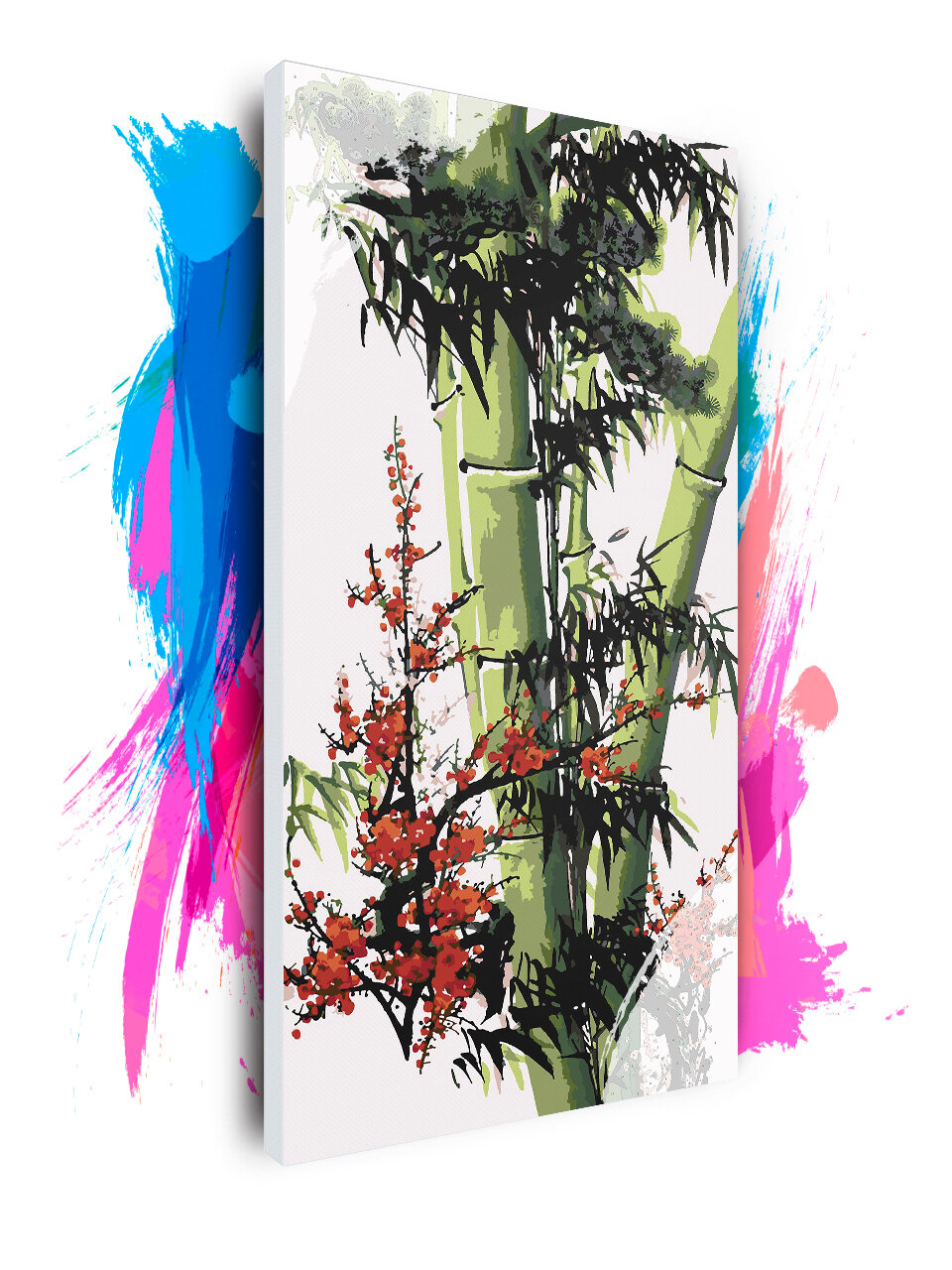 Картина по номерам на холсте Бамбук и Сакура, 30 х 60 см