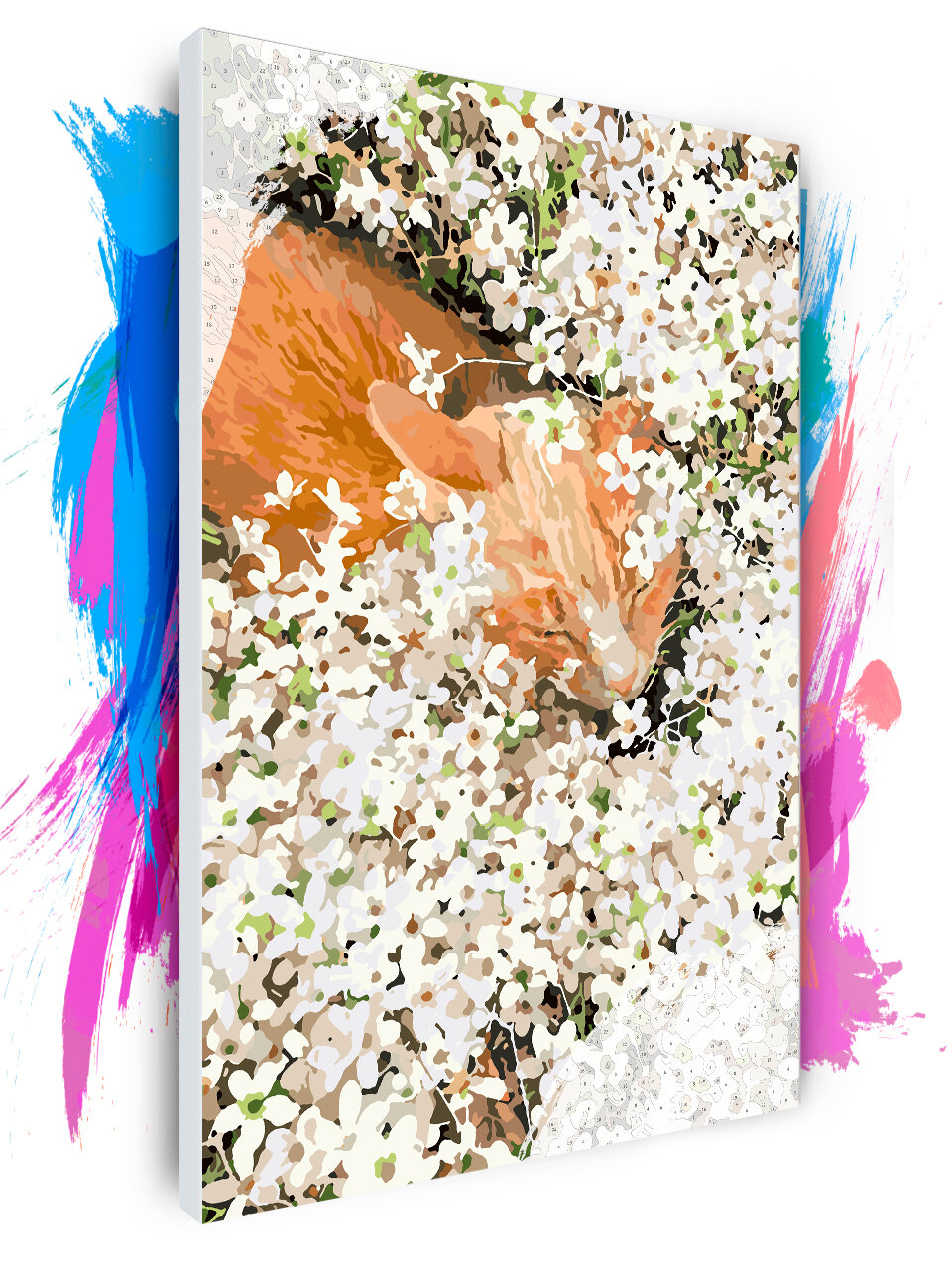 Картина по номерам на холсте Котик в цветочках, 40 х 50 см