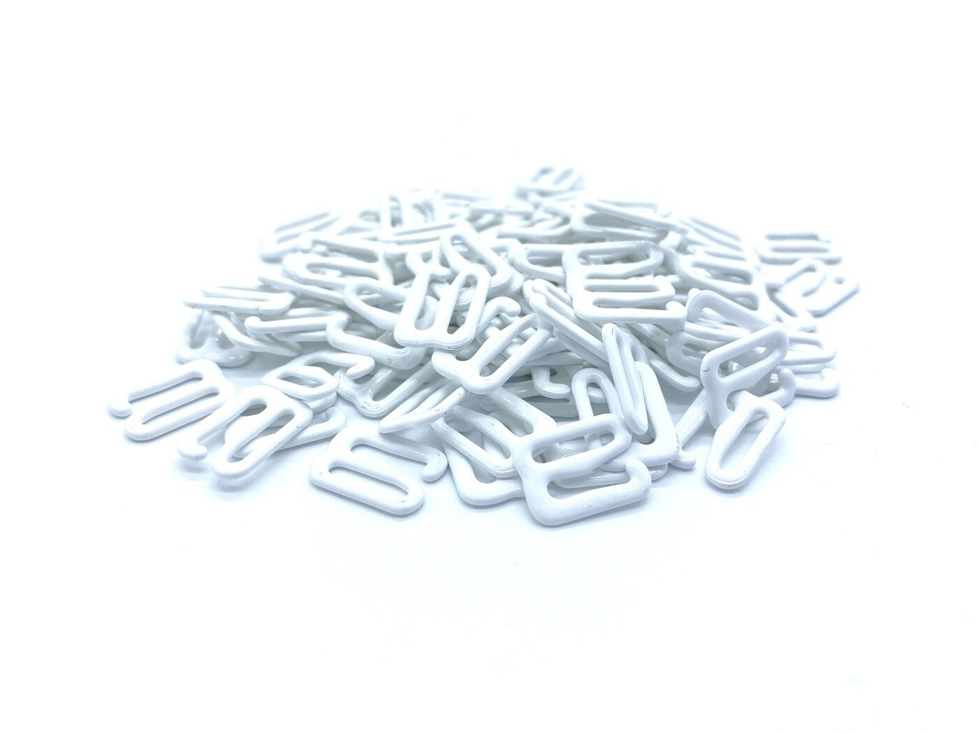 Крючок для бюстгальтера (фурнитура для белья) металл 10мм, цв. белый, упак.100шт (+- 5шт)