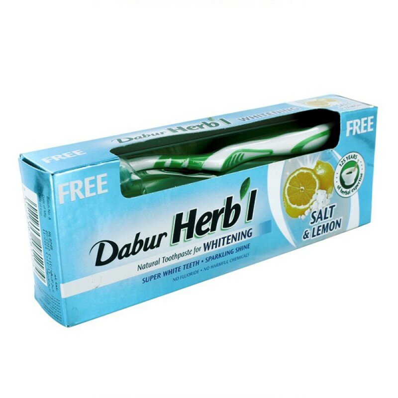 Зубная паста Соль и Лимон с зубной щёткой Дабур (Salt and Lemon Dabur), 150 грамм