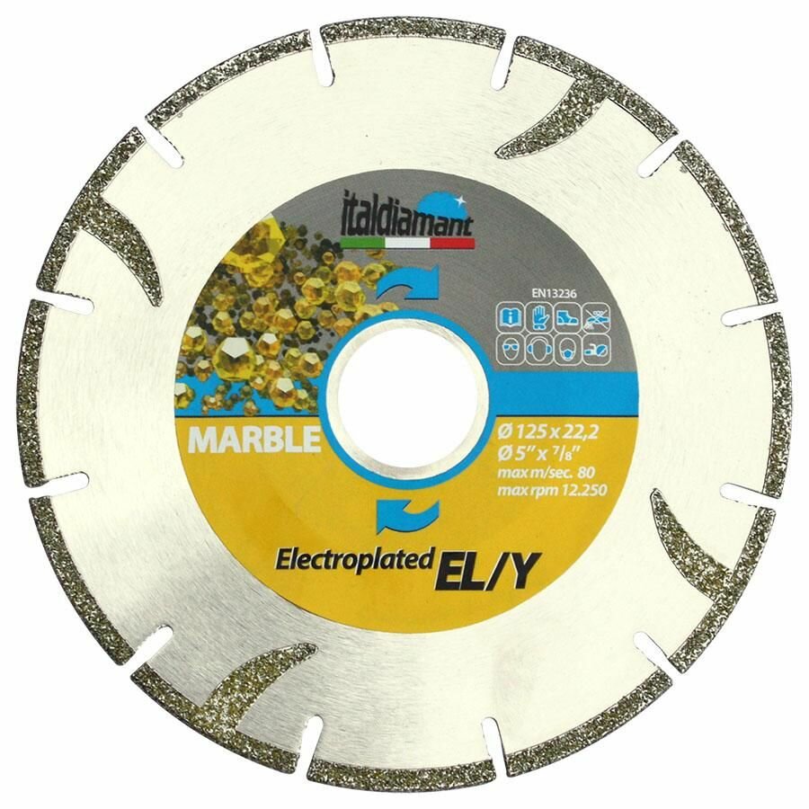 Диск алмазный для резки мрамора EL/Y с боковыми сегментами с двух сторон 125/22,23 мм ITALDIAMANT (Италдиамант)