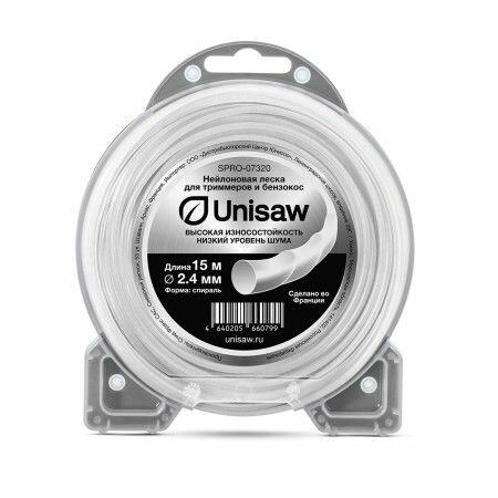 Леска для триммера Unisaw Professional Quality 2.4 мм, сечение спираль, 15 м