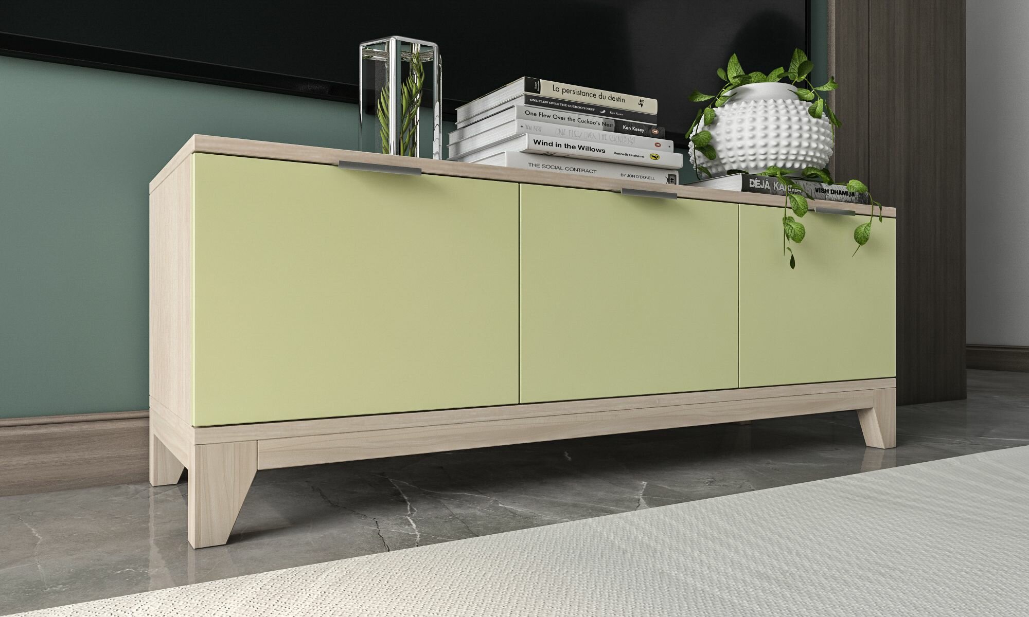 Комод с полками "Хельга 10" МДФ 110х40х40 Кремона шампань / Фисташка