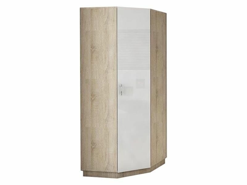Шкаф угловой для одежды "Меркурий люкс" 80/80х210х52, дуб сонома / белый глянец