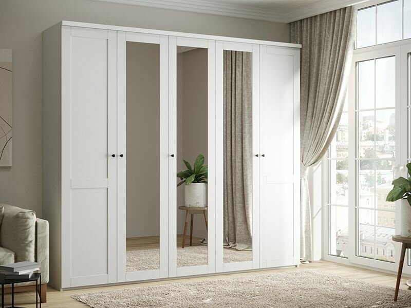 Шкаф распашной для одежды "Софти 15" 200х220х50, белый / белый матовый