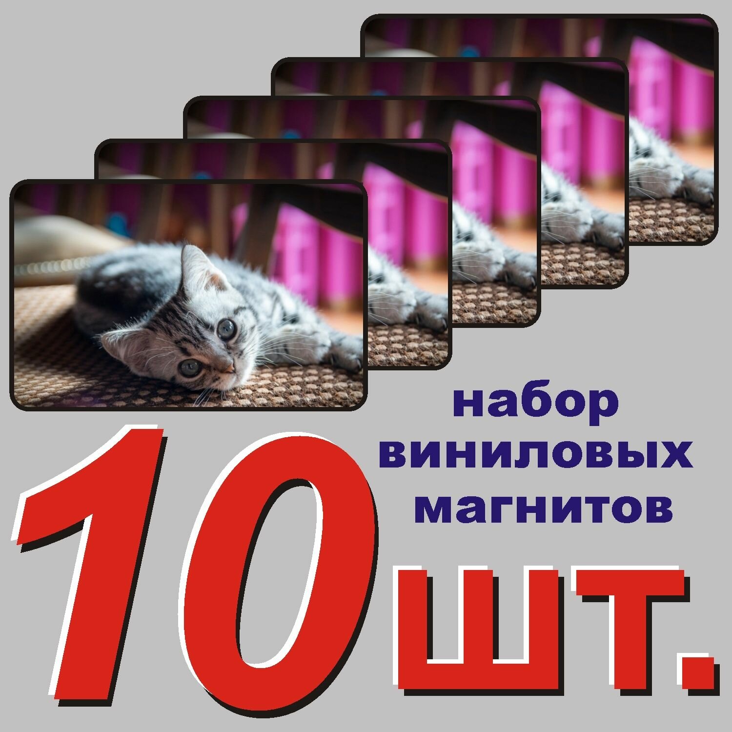 Магнит на холодильник "Котики" 10 шт.