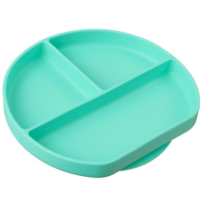 Тарелка детская 3 секции на присоске, Крошка Я, 20,5х19х3, бирюзовый