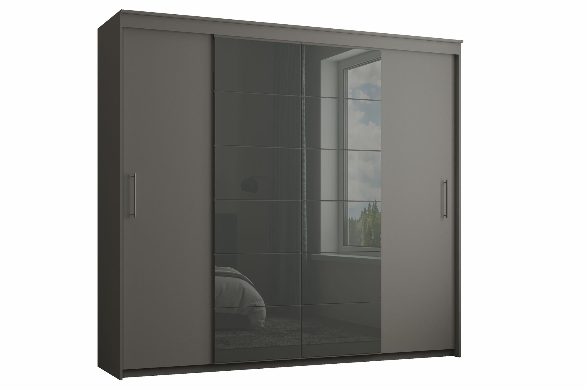 Шкаф-купе "Арманд 4" 220-45-240 Графит и оракал темно-серый 073М наполнение белье-платье-платье