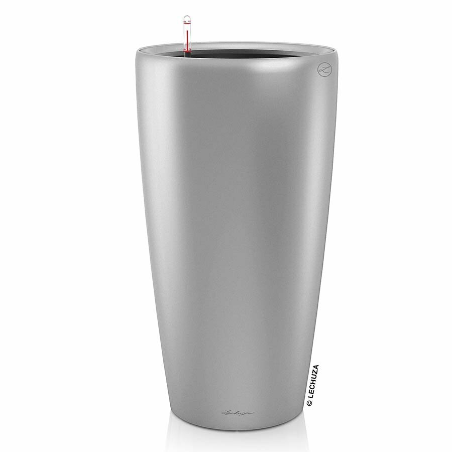 Кашпо с автополивом Lechuza Rondo 32, D32.5 H56.5, серебристый, матовый/Горшок для цветов Лечуза 13 л