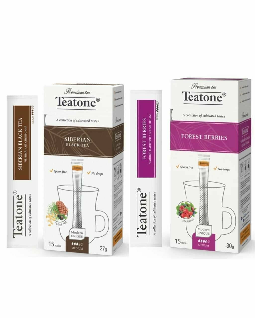 Чай черный Сибирский/Лесные ягоды Teatone, 2 шт по 15 стиков