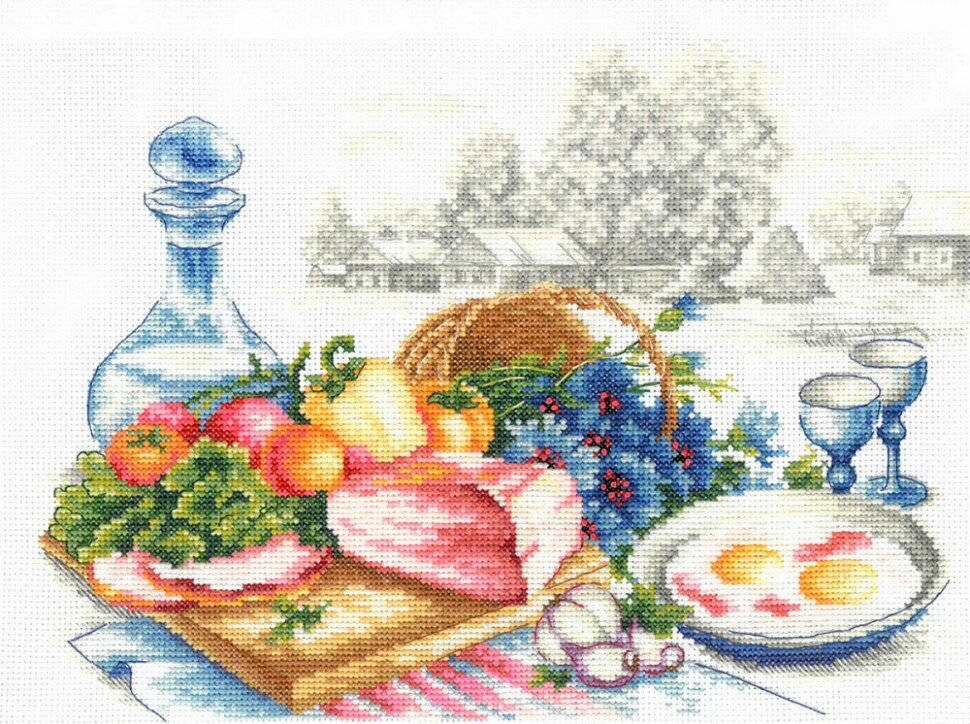 Набор для вышивания Многоцветница #МКН 46-14 Сытный натюрморт, Счетный крест, 31 х 23 см