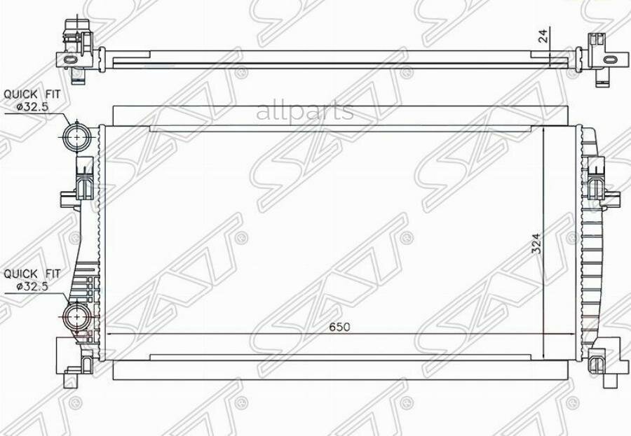 SAT SD0007-2 Радиатор Audi A3 12-19 / Skoda Octavia 12-20 / Rapid 12-20 / Volkswagen Golf 12-19 / Audi Q2 16- / S