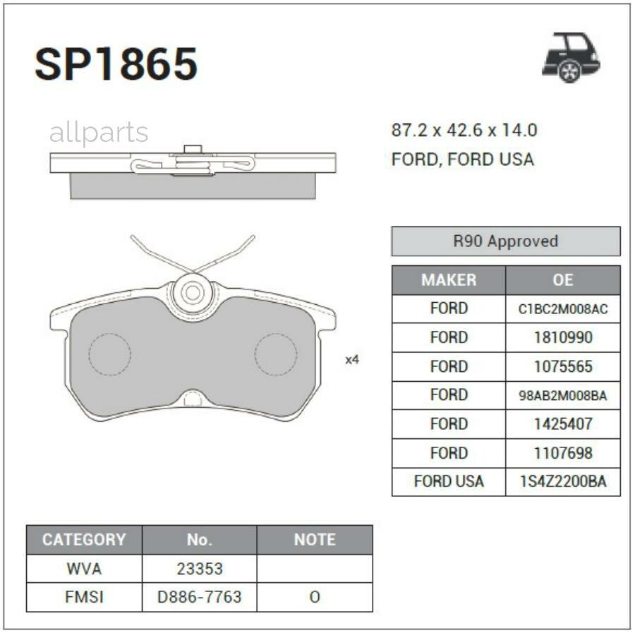 SANGSIN BRAKE SP1865 Колодки торм. дисковые Hi-Q FORD FOCUS 98-04 R (D866)