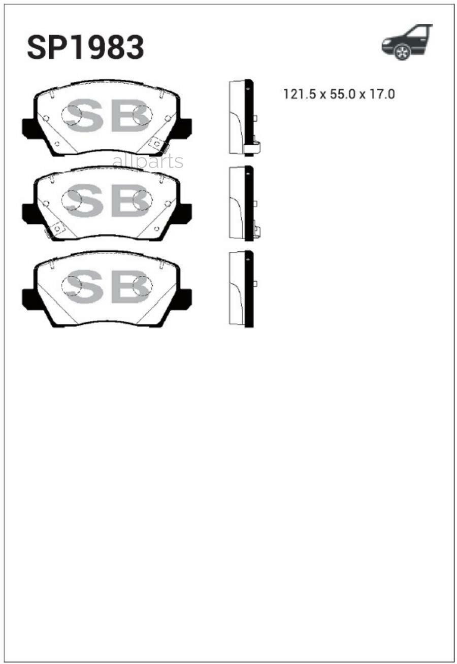 SANGSIN BRAKE SP1983 колодки тормозные дисковые передние, комплект