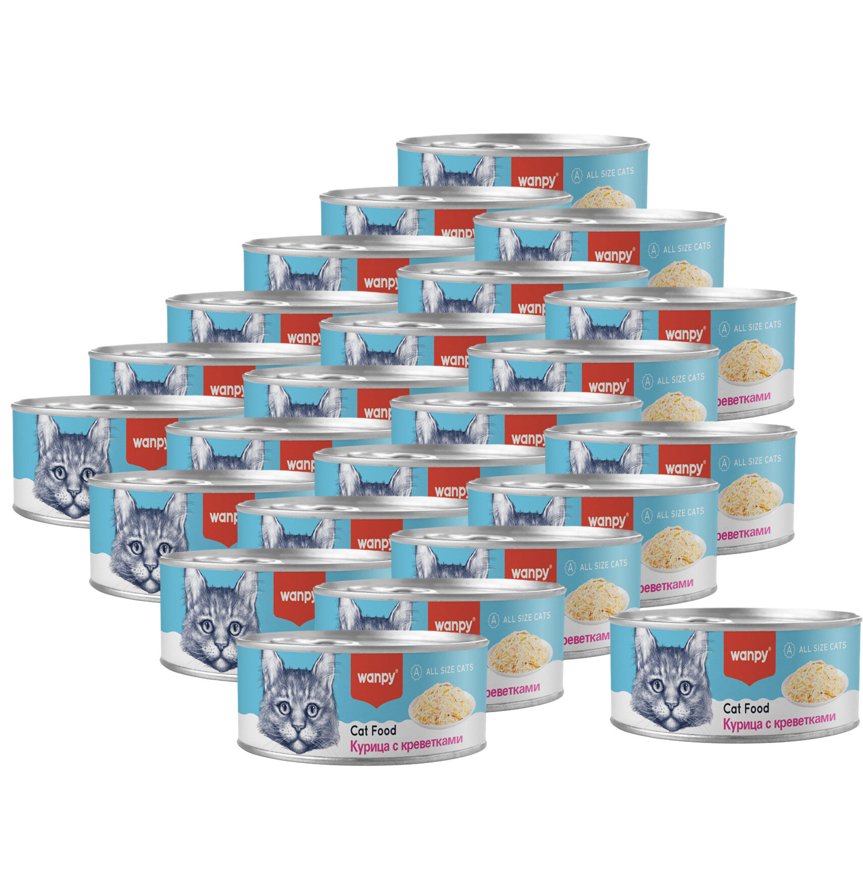 Wanpy Cat Консервы для кошек "Курица с креветками" 95 г х 24 шт.