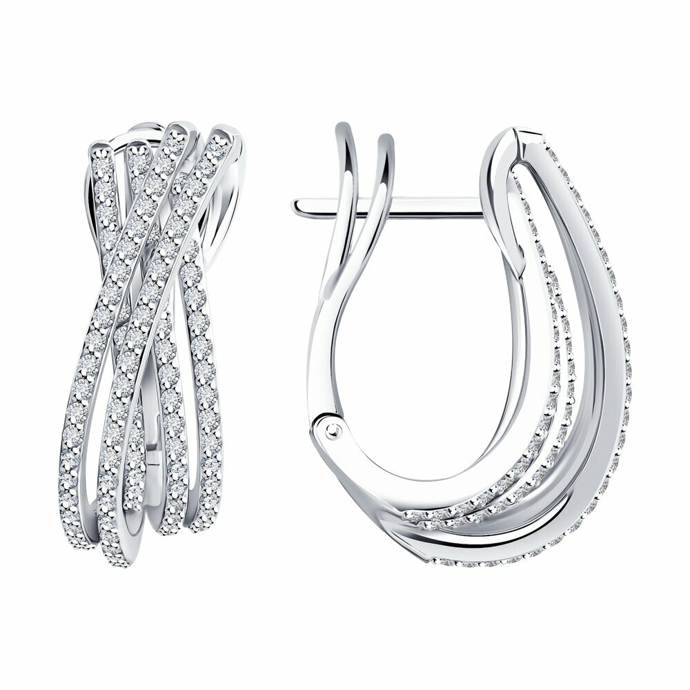 Серьги, белое золото, 585 проба, бриллиант