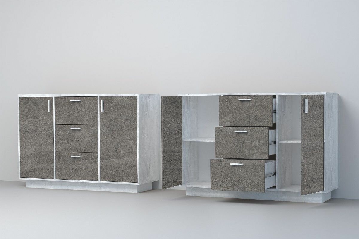 Комод "ЭГО" К-2 (ПД) Бетон Светлый/Камень Темный