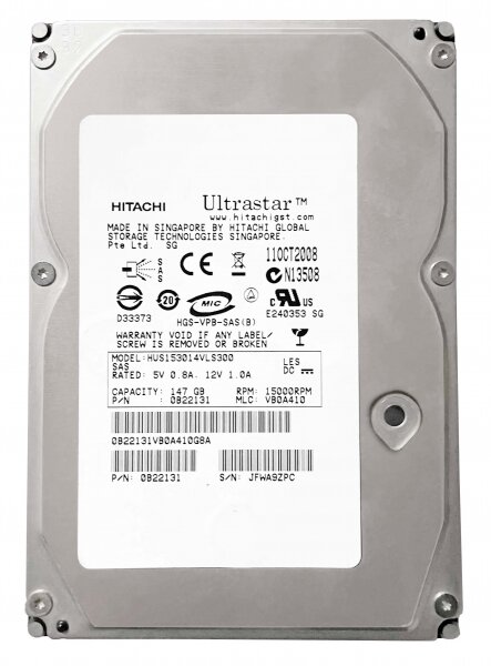 Жесткий диск Hitachi HUS153014VLS300 147Gb SAS 3,5" HDD