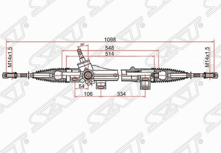 SAT ST-45510-02070 Рейка рулевая Toyota Corolla 02- (электрическая) шток D=17.3 LHD
