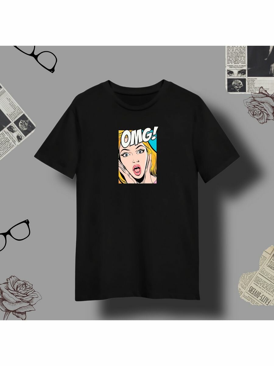 Футболка поп арт omg девушка