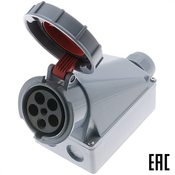 Розетка стационарная РС-103 26206DEK 63А 380В 3P+PE+N IP67 CEE135W-6 DEKraft