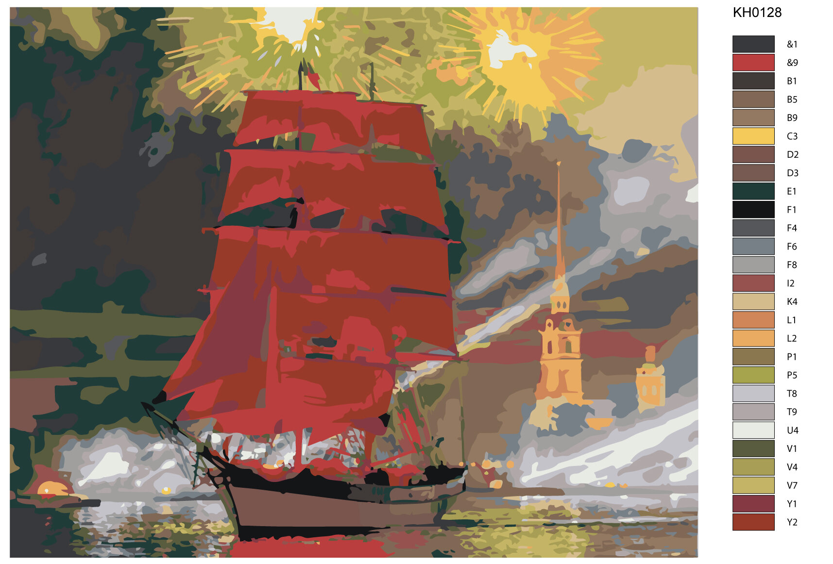 Картина по номерам "Алые паруса" KH0128 40x50