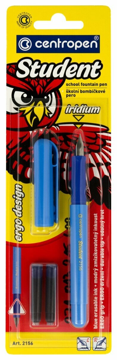 Перьевая ручка Centropen "Student", синяя, с картриджем (2156/1)