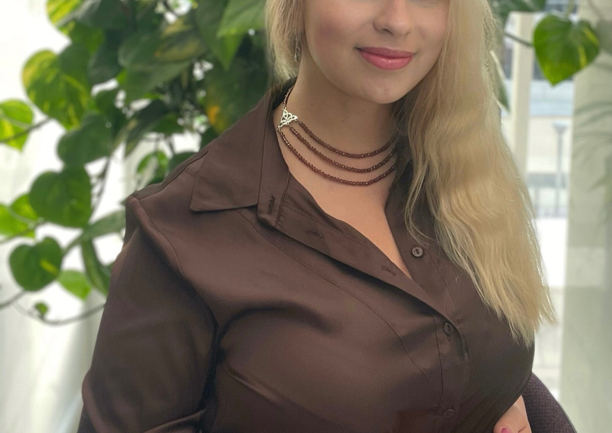Чокер Jewellery by Marina Orlova, шпинель синтетическая, длина 39 см, коричневый — фото 1