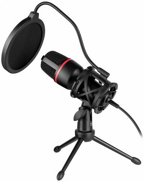 Микрофон Defender всенаправленный настольный, 10КГц, 2200Ом, 1.8м черный 64630