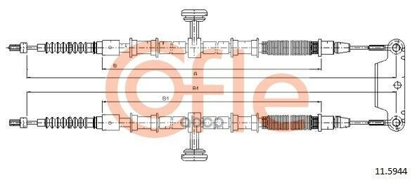 Трос стояночного тормоза задн OPEL VECTRA C диск торм 2002- 1630/1454+1578/1397 mm Cofle арт. 92.11.5944