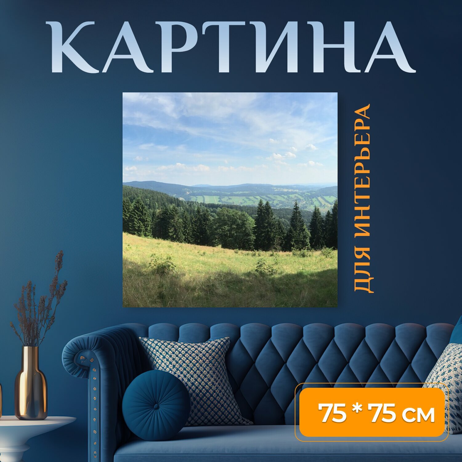 Картина на холсте "Природа, панорама, лес" на подрамнике 75х75 см. для интерьера