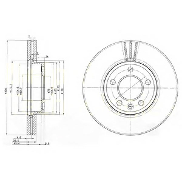 DELPHI BG9891 (230773 / 230773 / 7H0615301D) диск торм.(1шт в уп)VW Touareg (Туарег) 2.5-6.0 2002= (308x29,5