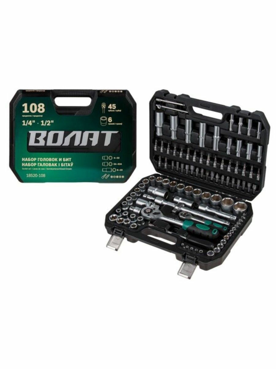 Волат Набор головок и бит 108 предметов 18520-108