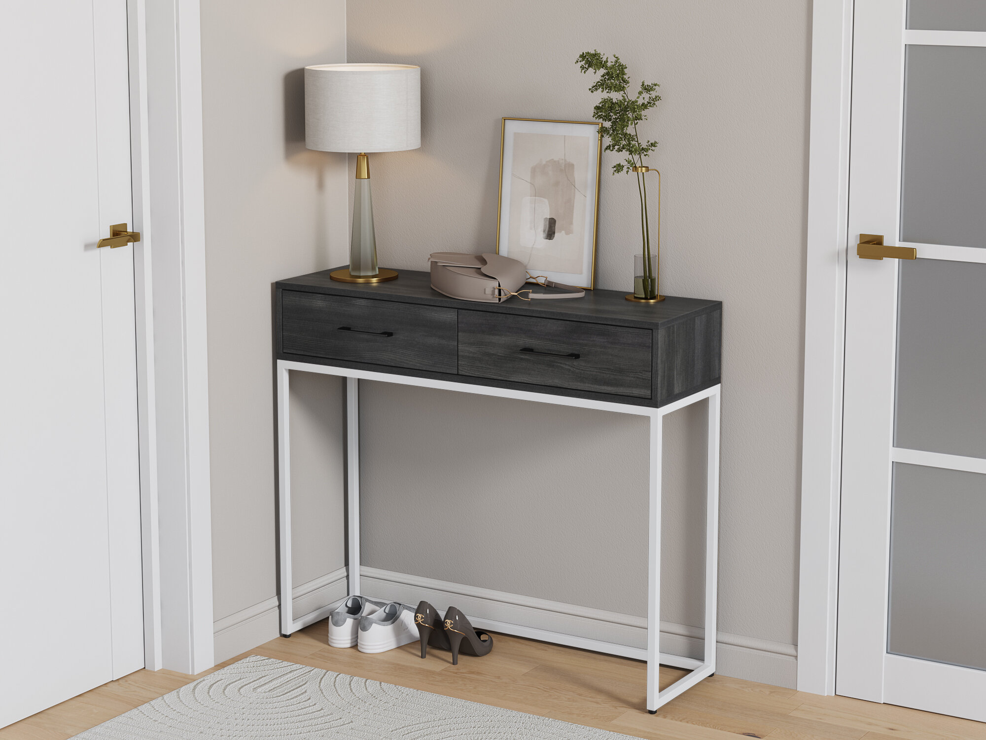 Консоль Айсберг Лофт 02 Белый/северное дерево темное