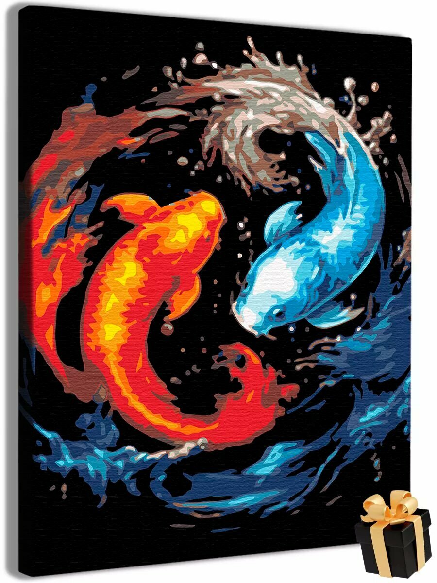 Картина по номерам Рыбы кои